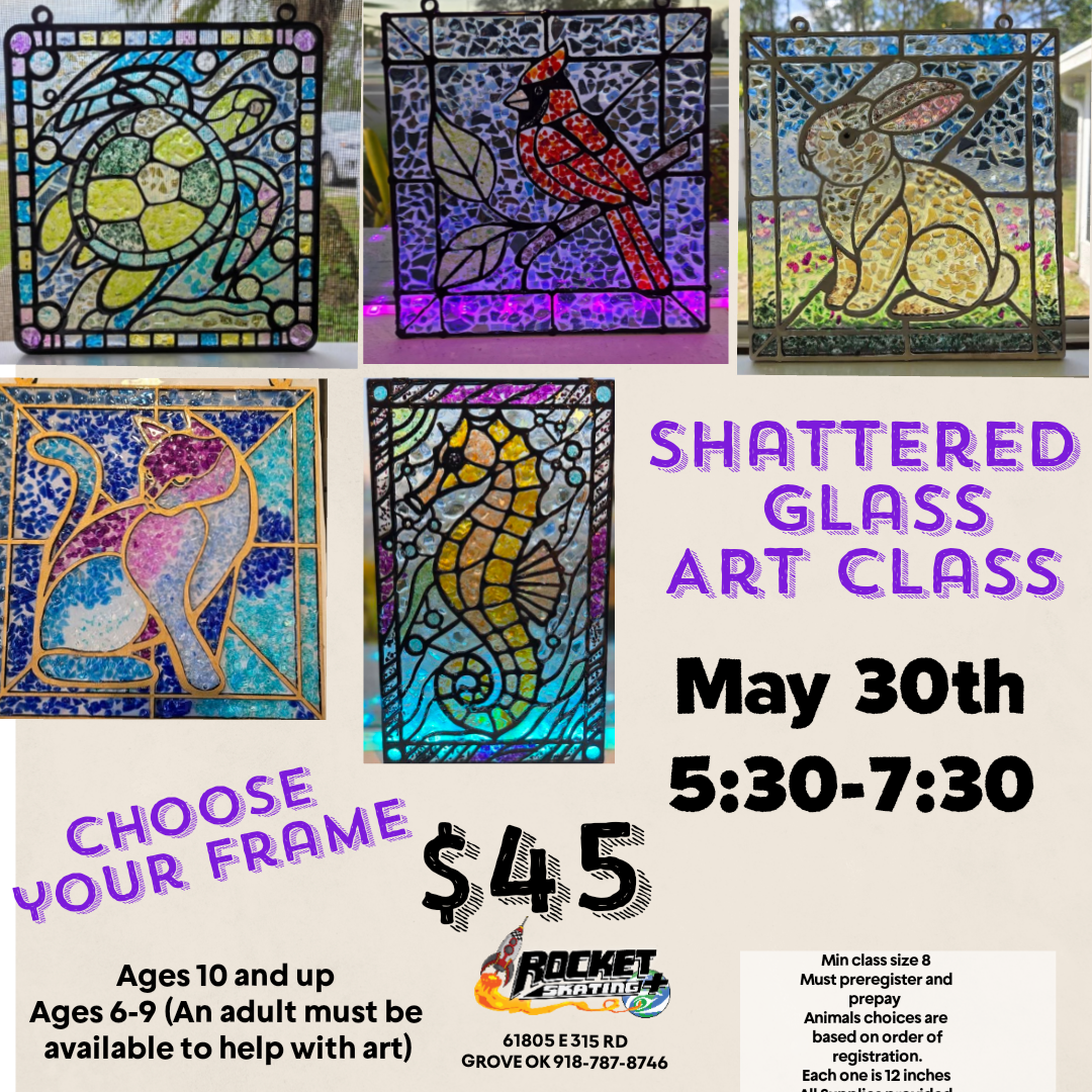 Shattered Glass Art Class - Rocket Skating Plus LLC